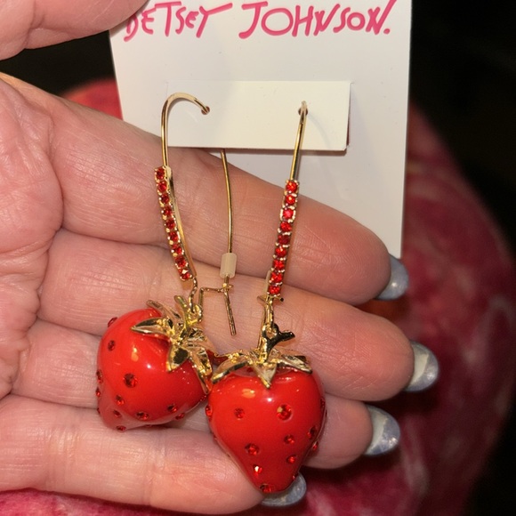 Betsey Johnson | Jewelry | Betsey Johnson Nwt Sparkling Strawberries Earrings | Poshmark
